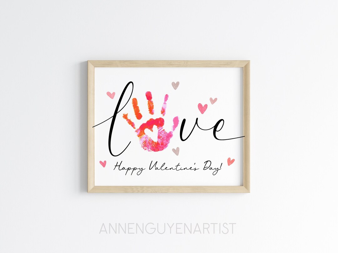 Valentines Day Handprint Art Love Craft Class Activity Mom Grandma DIY ...