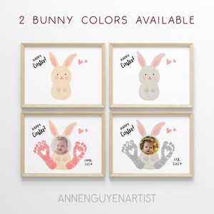 Happy Easter Handprint Art Footprint Spring Bunny Babies Photo DIY Gift ...