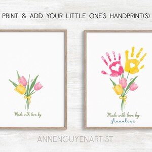 Mother's Day Handprint Art Craft Happy Birthday Gift Tulip Mom Grandma ...