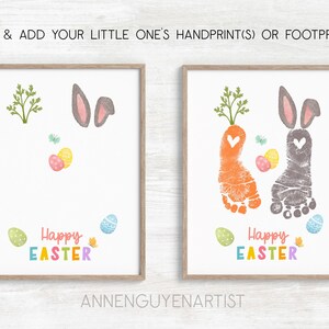 Easter Handprint Art Footprint Spring Bunny Carrot DIY Gift Keepsake ...