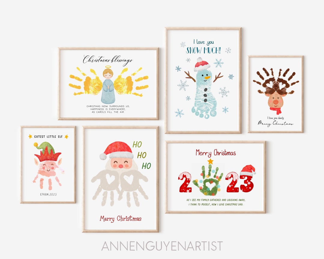 Christmas Handprint Bundle Set of 6 Cute Holidays Craft Footprint ...