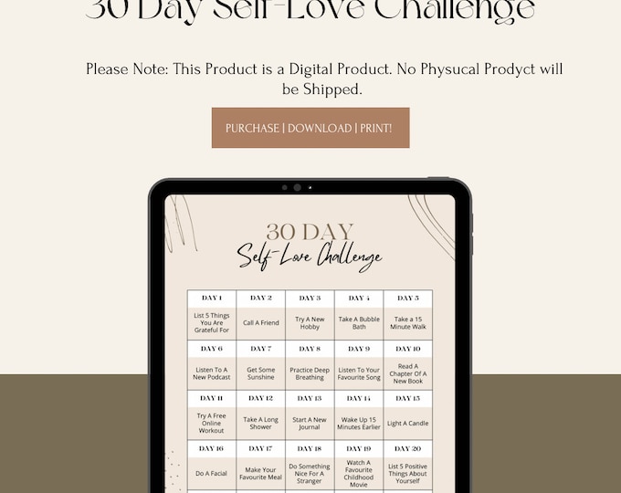 Self Love Challenge, 30 Day Self Love Challenge, Self Care Challenge ...