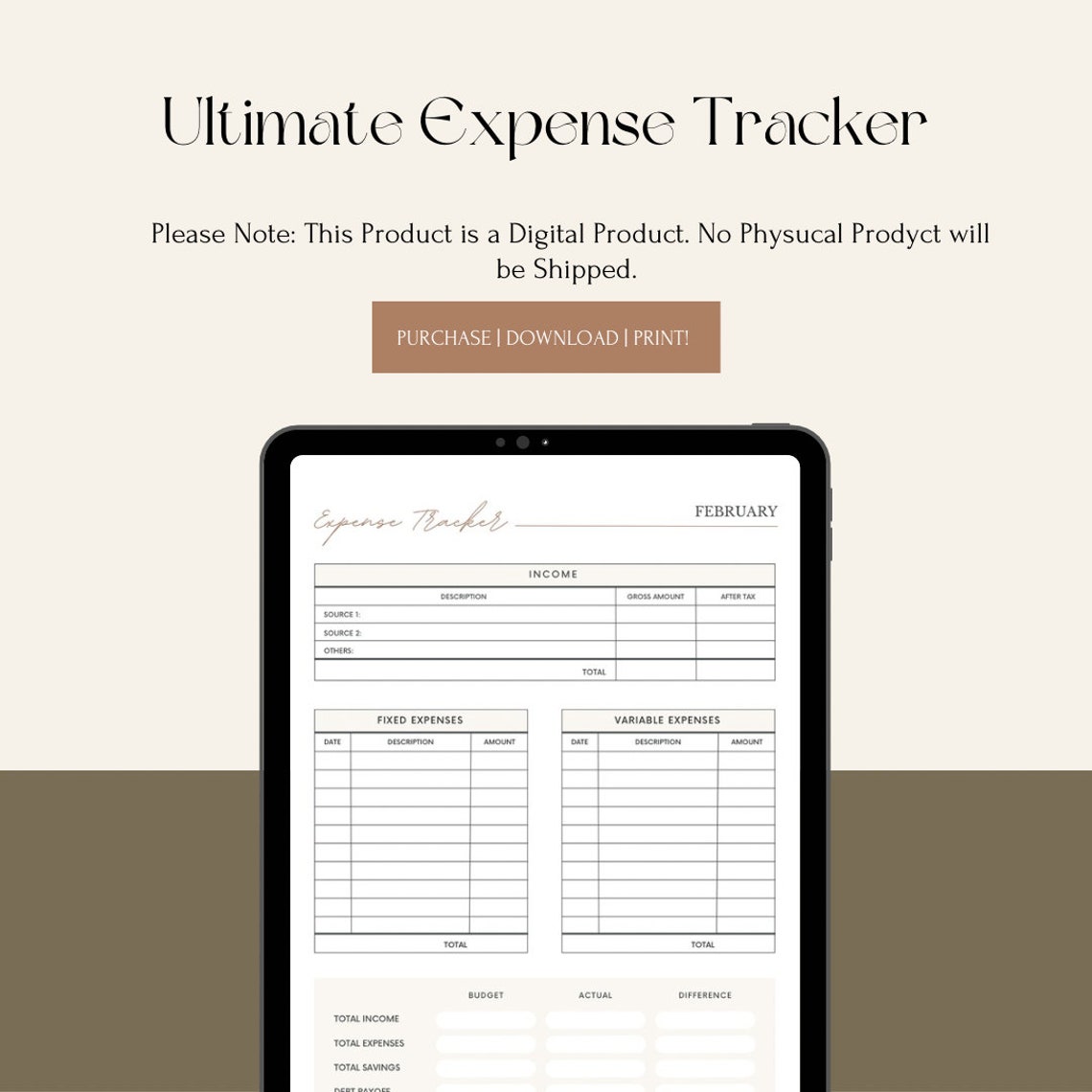 Ultimate Expense Tracker | Expense Tracker PDF | Digital Expense ...