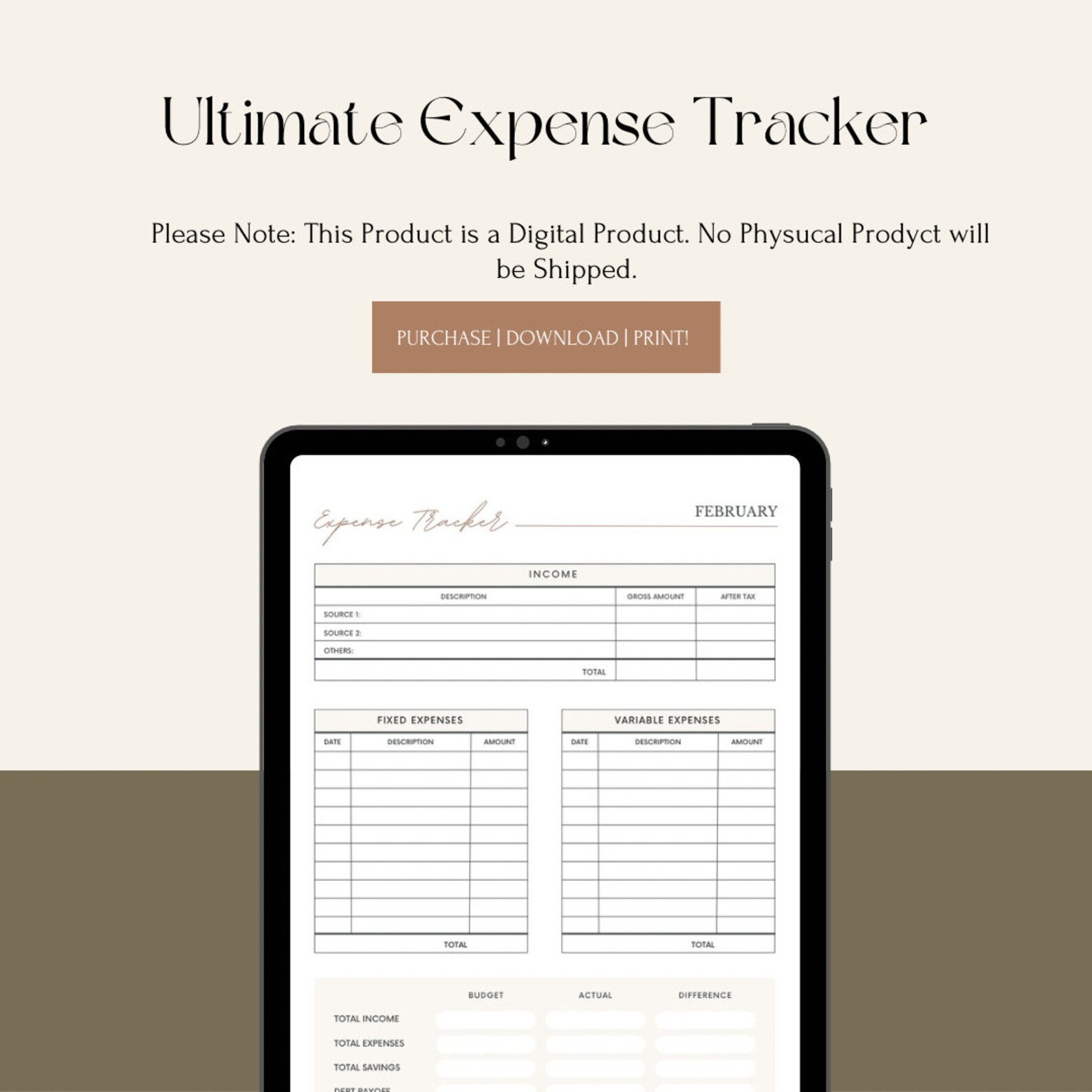 Ultimate Expense Tracker | Expense Tracker PDF | Digital Expense ...
