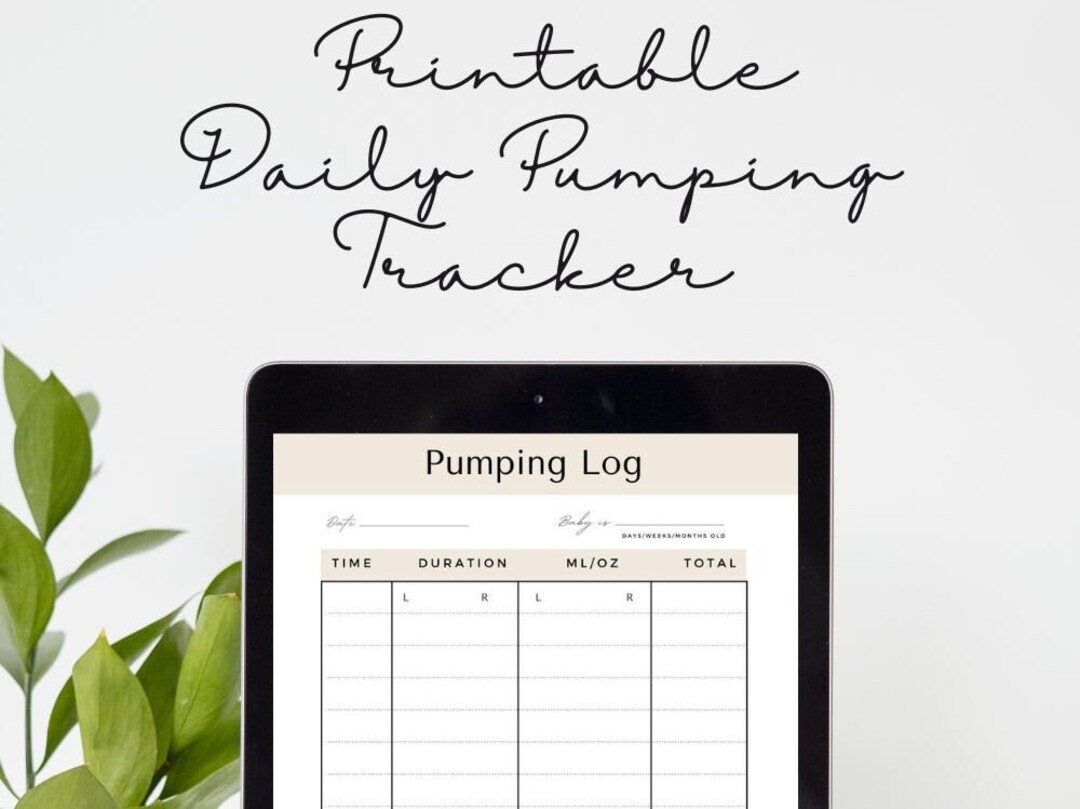 Printable Daily Pumping Log Tracker | Baby Feeding | DIY Baby Feeding ...