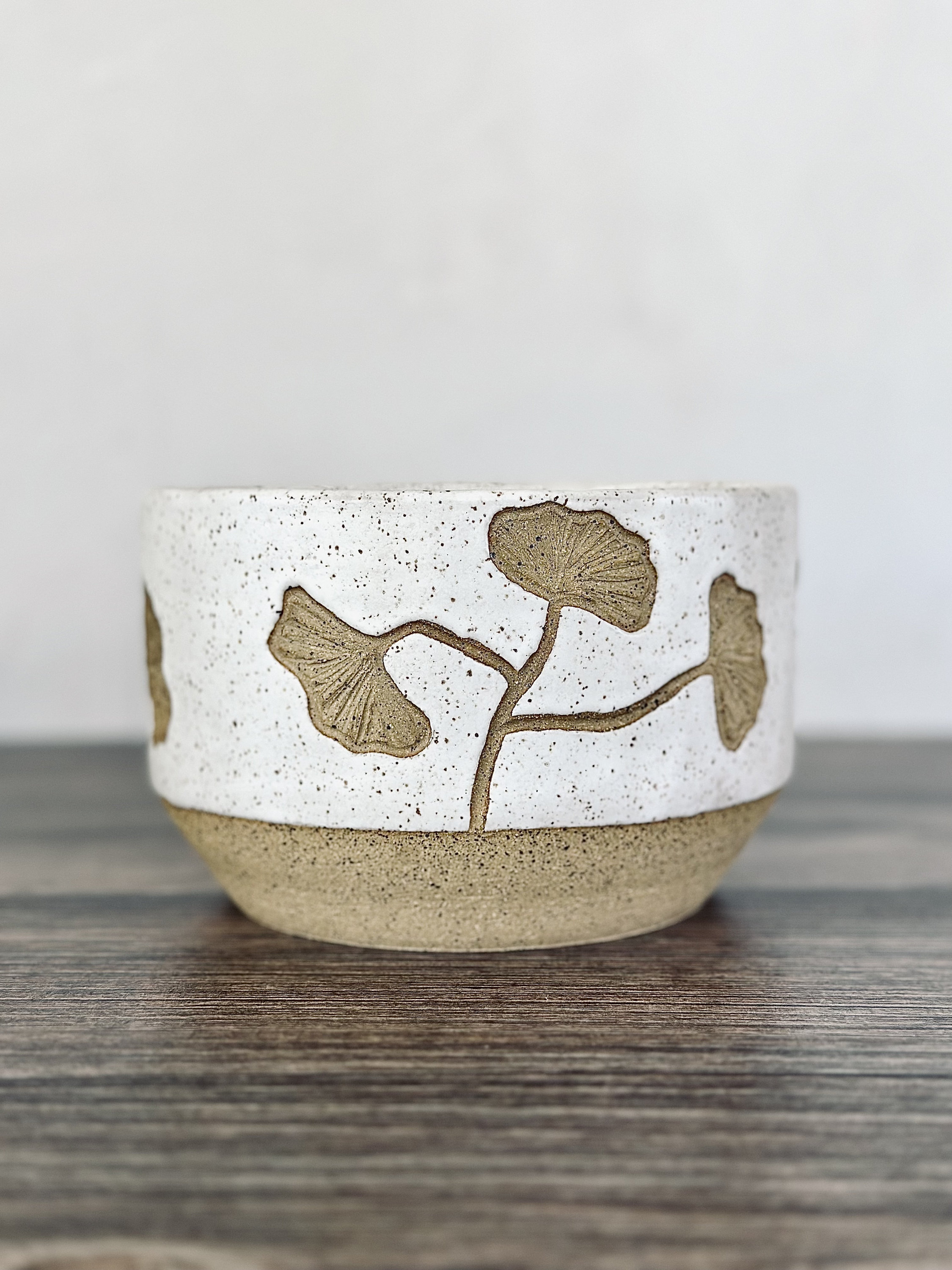 Set of 3 Nesting White Planters / White Ginkgo Planters / Small Pottery ...