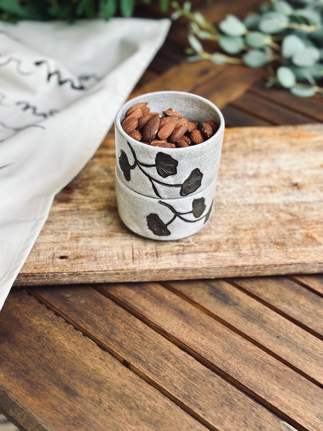 Set of 2 Handmade Stoneware Ramekin Bowls / Small Succulent Planter ...