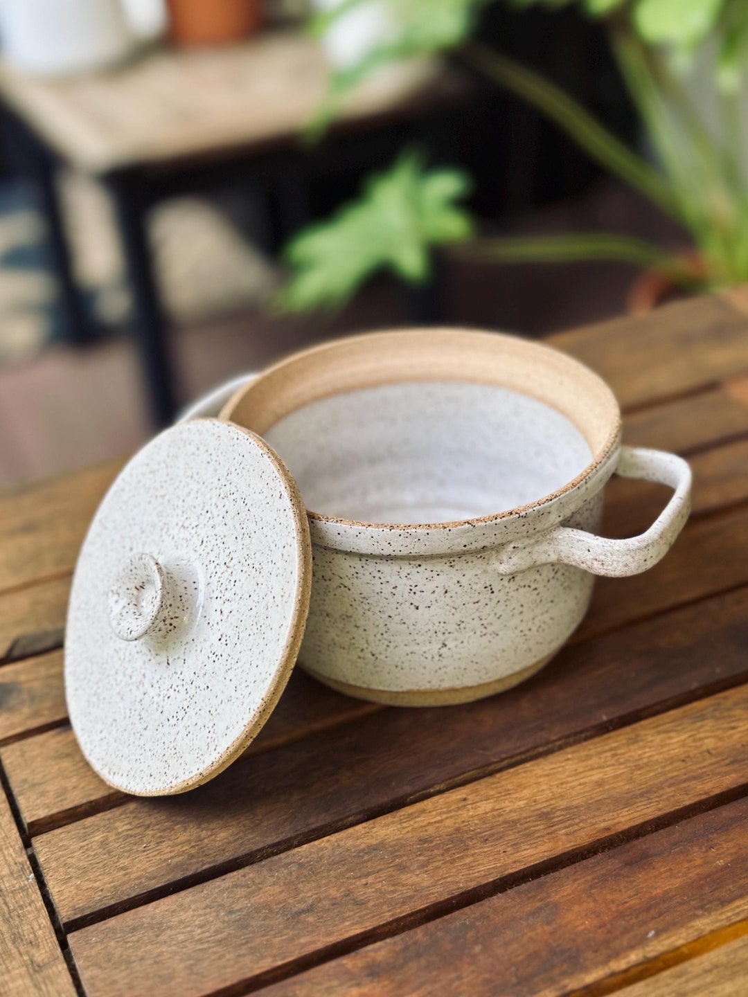 Handmade Stoneware White Crock / Rustic Ceramic Kitchen Storage ...