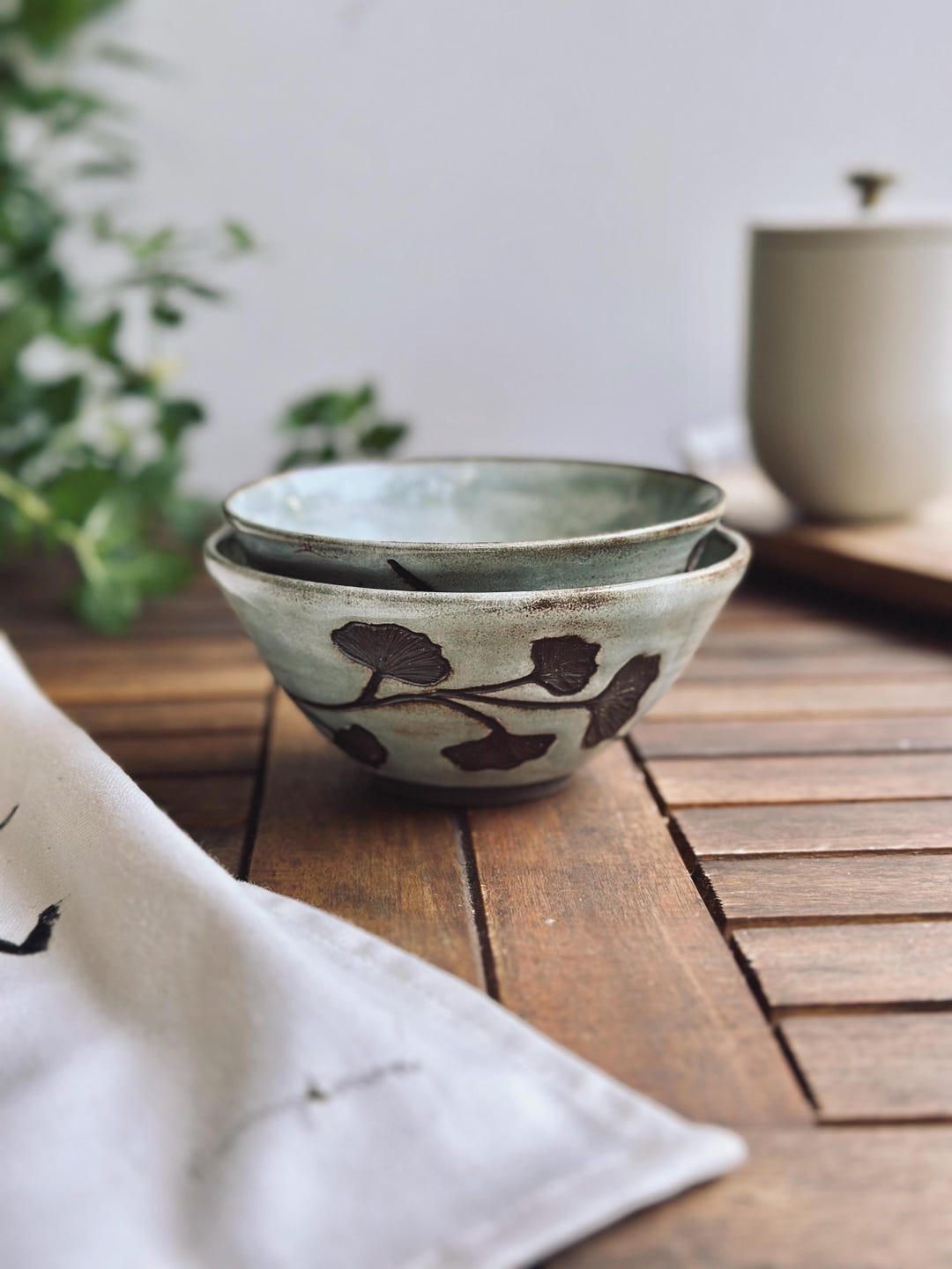 Set of 2 Small Sage Green Bowls / Green Bowl / Small Pottery Bowls ...