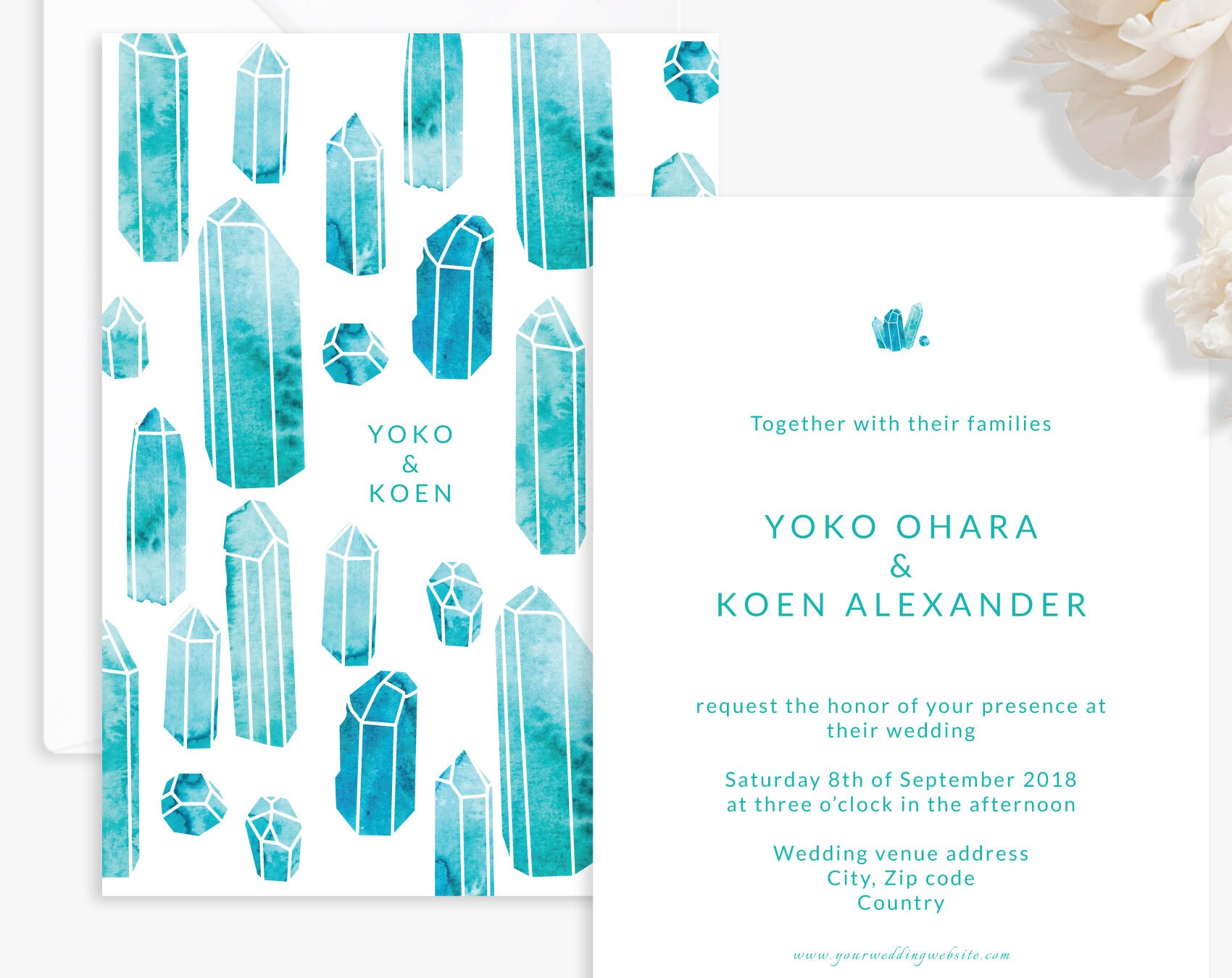 Wedding Invitation Suite, Printable Wedding Invitation, Crystal Wedding ...