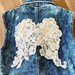 Girl's Denim Vest With Vintage Lace Angel Wings/upcycled Denim ...