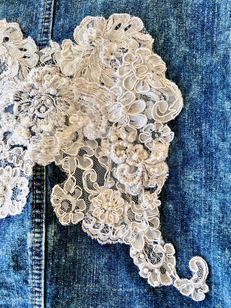 Girl's Denim Vest With Vintage Lace Angel Wings/upcycled - Etsy