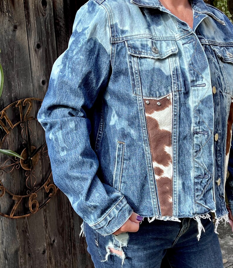 Distressed Denim Jacket, Country Style Jacket, Painted Horse Jacket ...