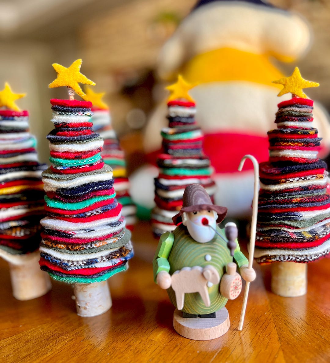Stacked Wool Christmas Trees, Handmade Wool Trees, Wool Trees, Unique ...