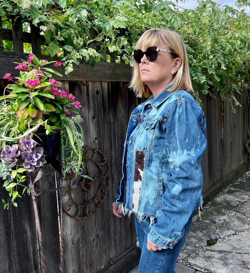 Distressed Denim Jacket, Country Style Jacket, Painted Horse Jacket ...