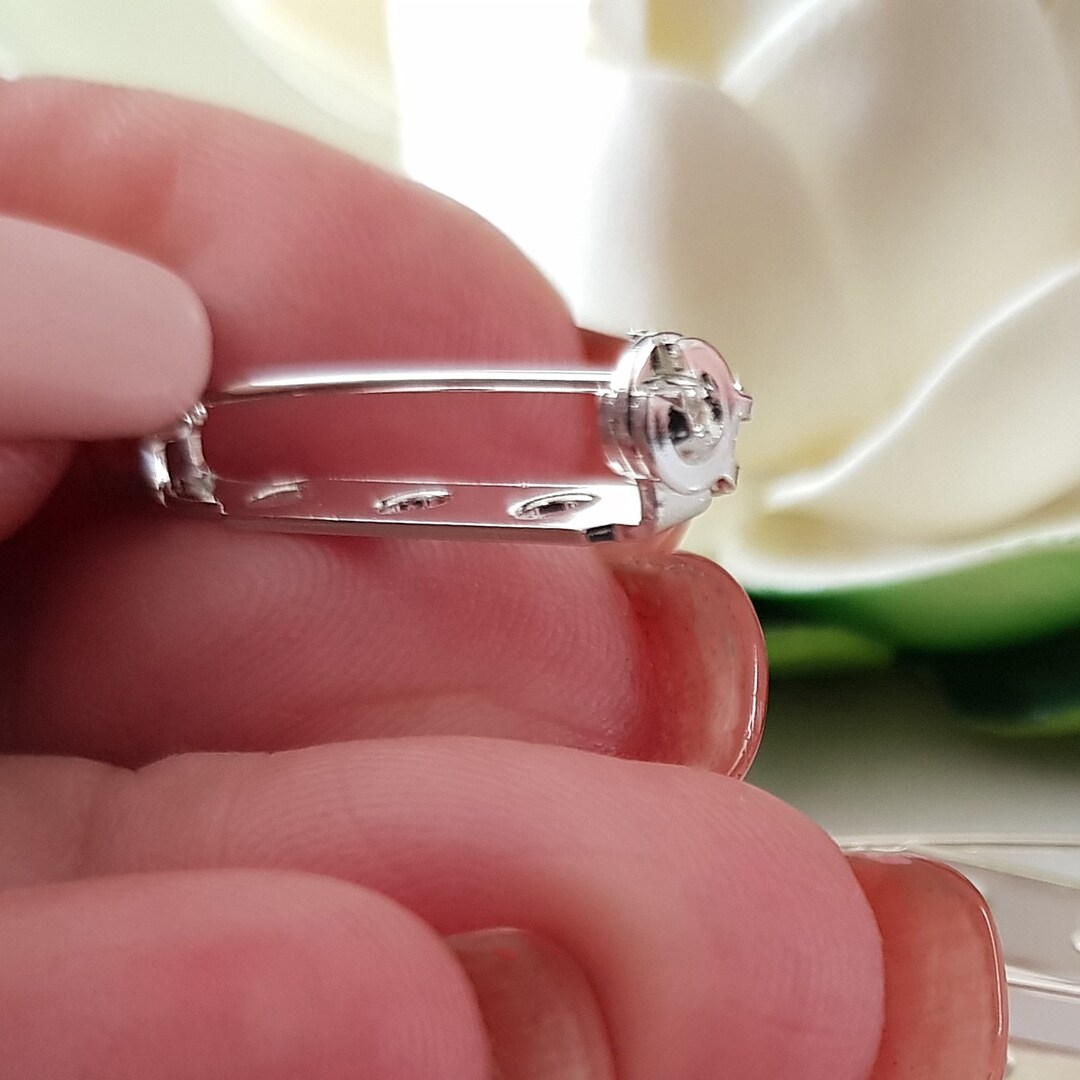 Brooch Pin Back Silver With 3 Holes | Plain Brooch Pin Back Safety 25mm ...