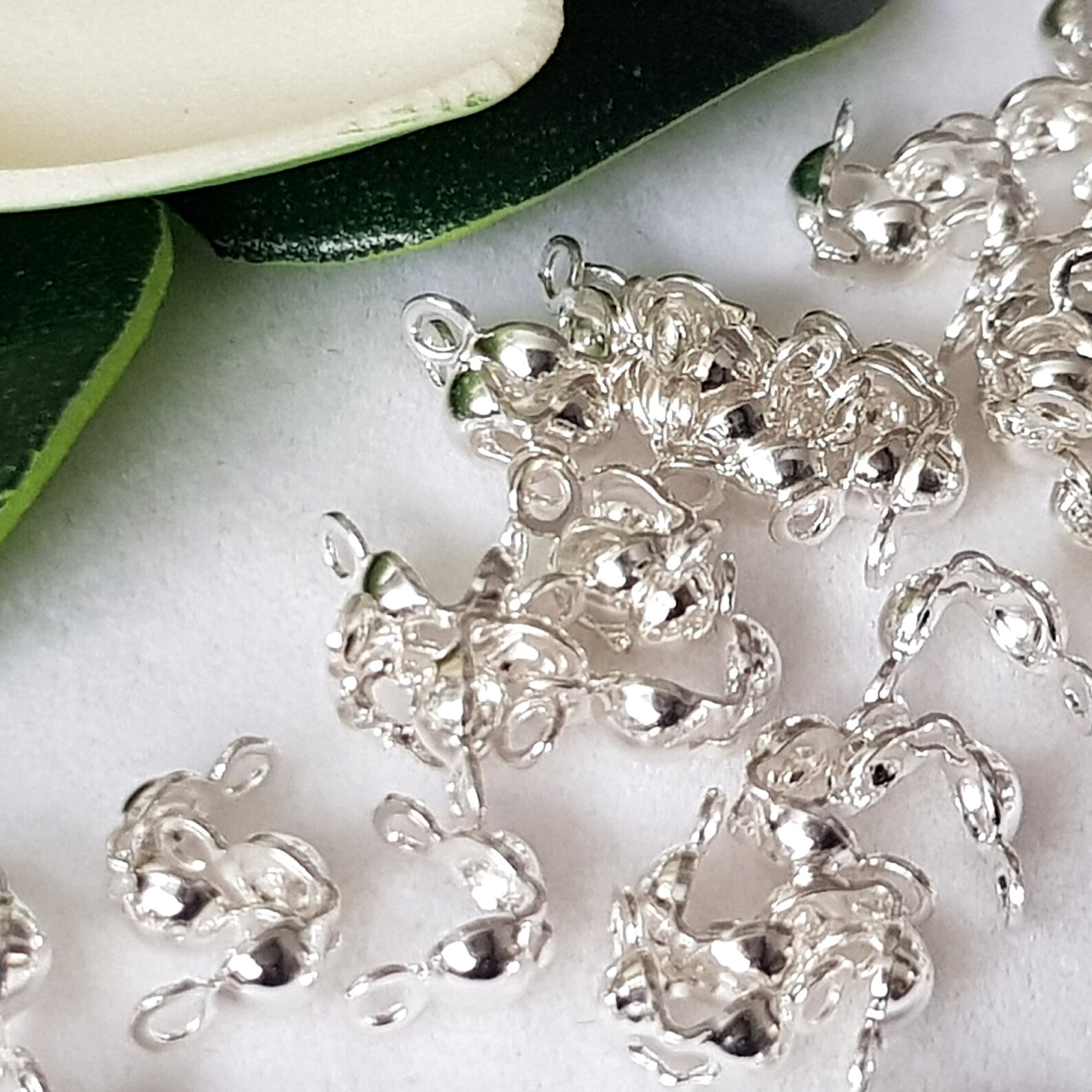 Sterling Silver Clam Shell Bead Tips 3.8mm Cup. Pack of 10 | Etsy