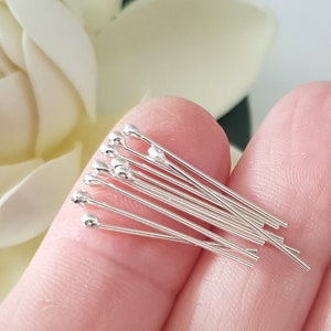 Silver 925 Headpins 20mm 2pc Pack 21 Gauge Sterling Silver Handmade ...