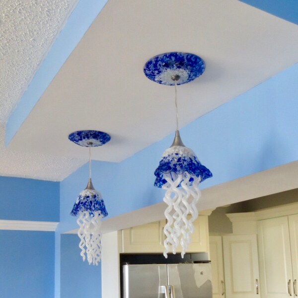 Cobalt Blue Glass Pendant Light - Etsy