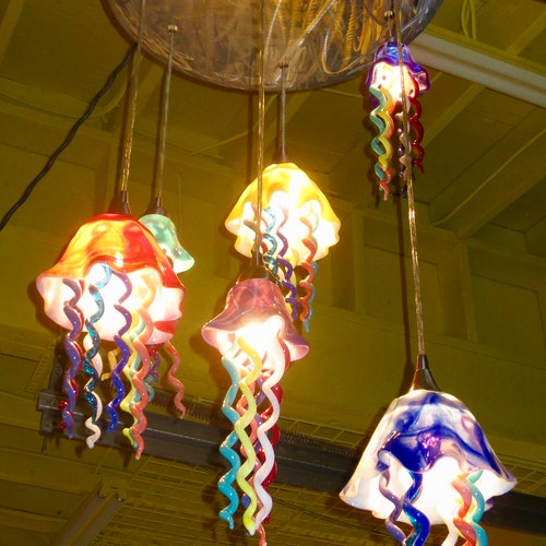Jellyfish Pendant Light / Chandelier / Lighting / Blown Glass - Etsy