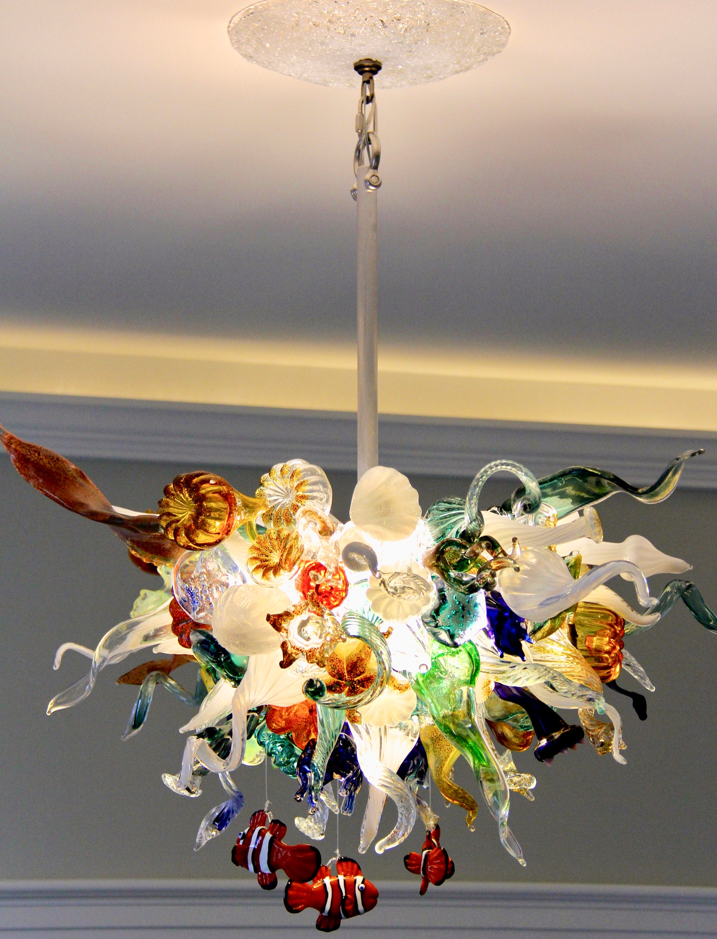 Blown Glass Chandelier / Lighting / Chandelier / Art Glass Lighting ...