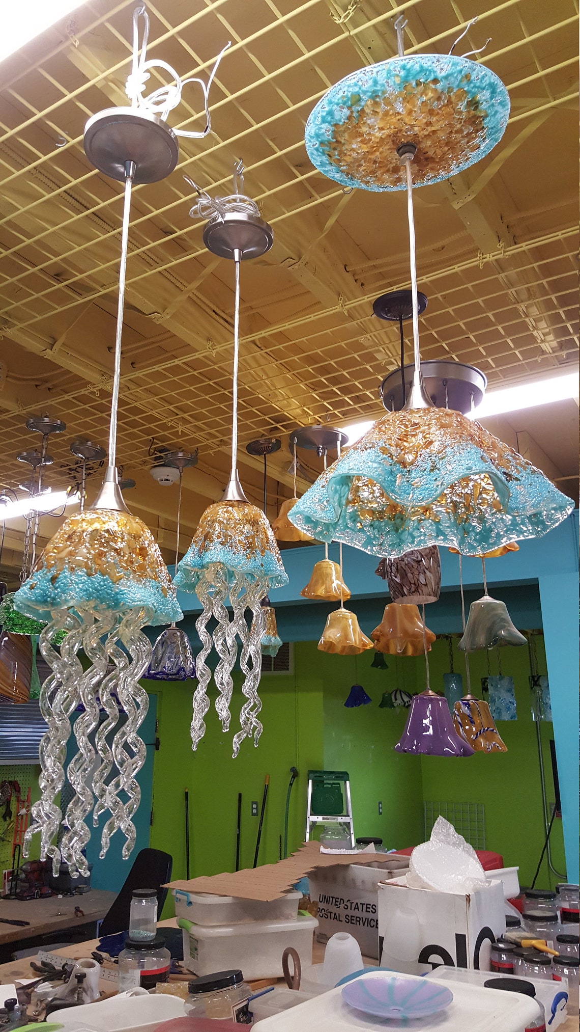 Jellyfish Pendant Light / Chandelier / Blown Glass / Pendant - Etsy