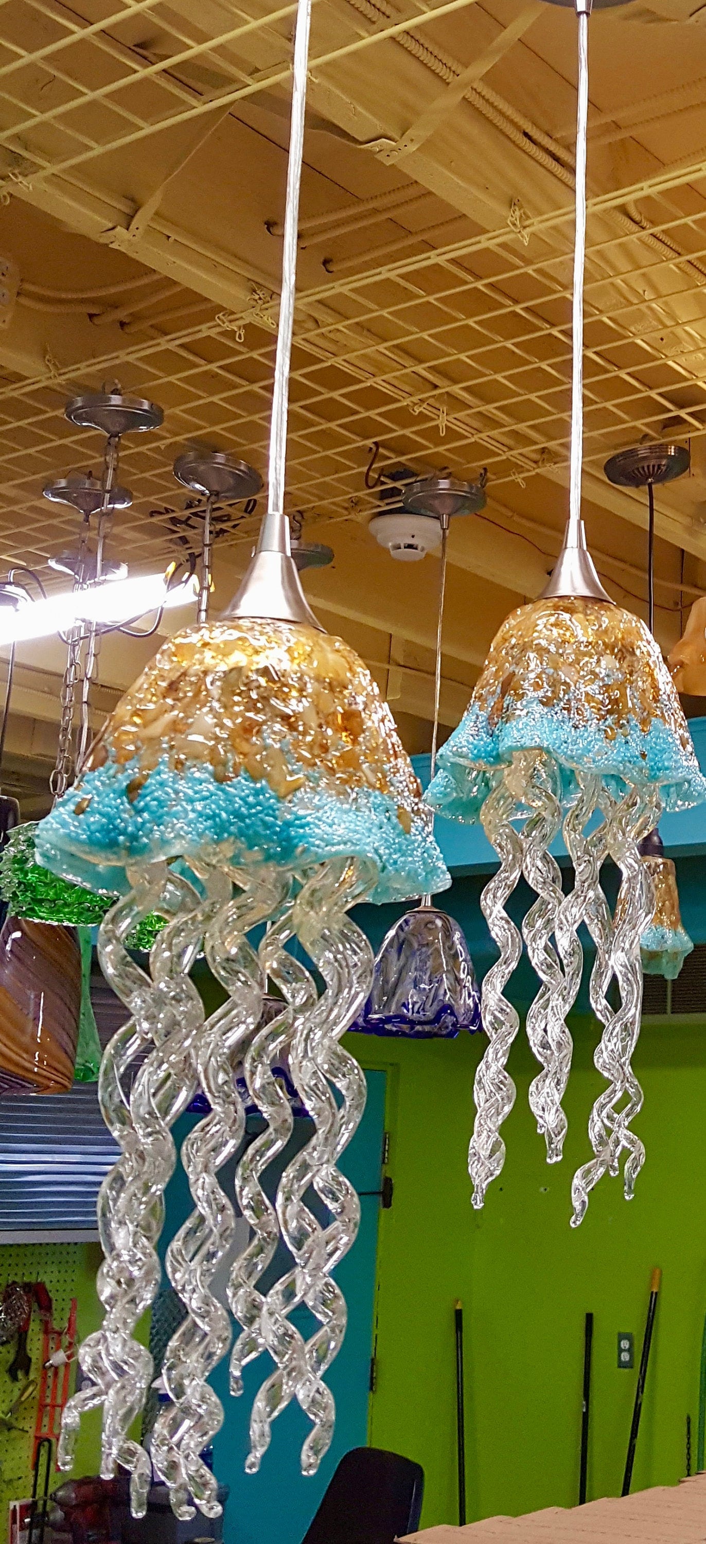 Jellyfish Pendant Light / Chandelier / Blown Glass / Pendant Light ...