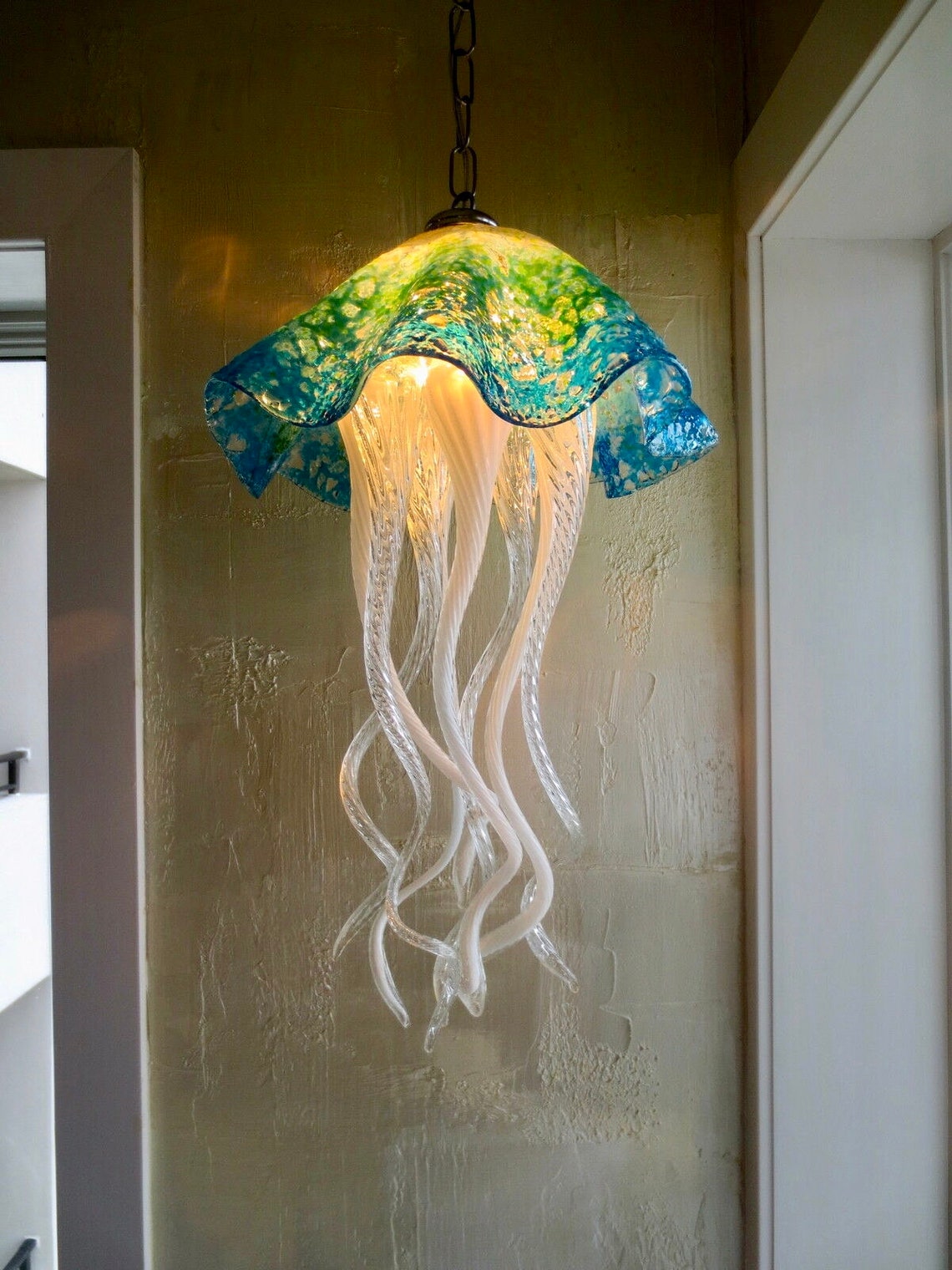 Jellyfish Pendant Light / Chandelier / Lighting / Blown Glass / Pendant ...