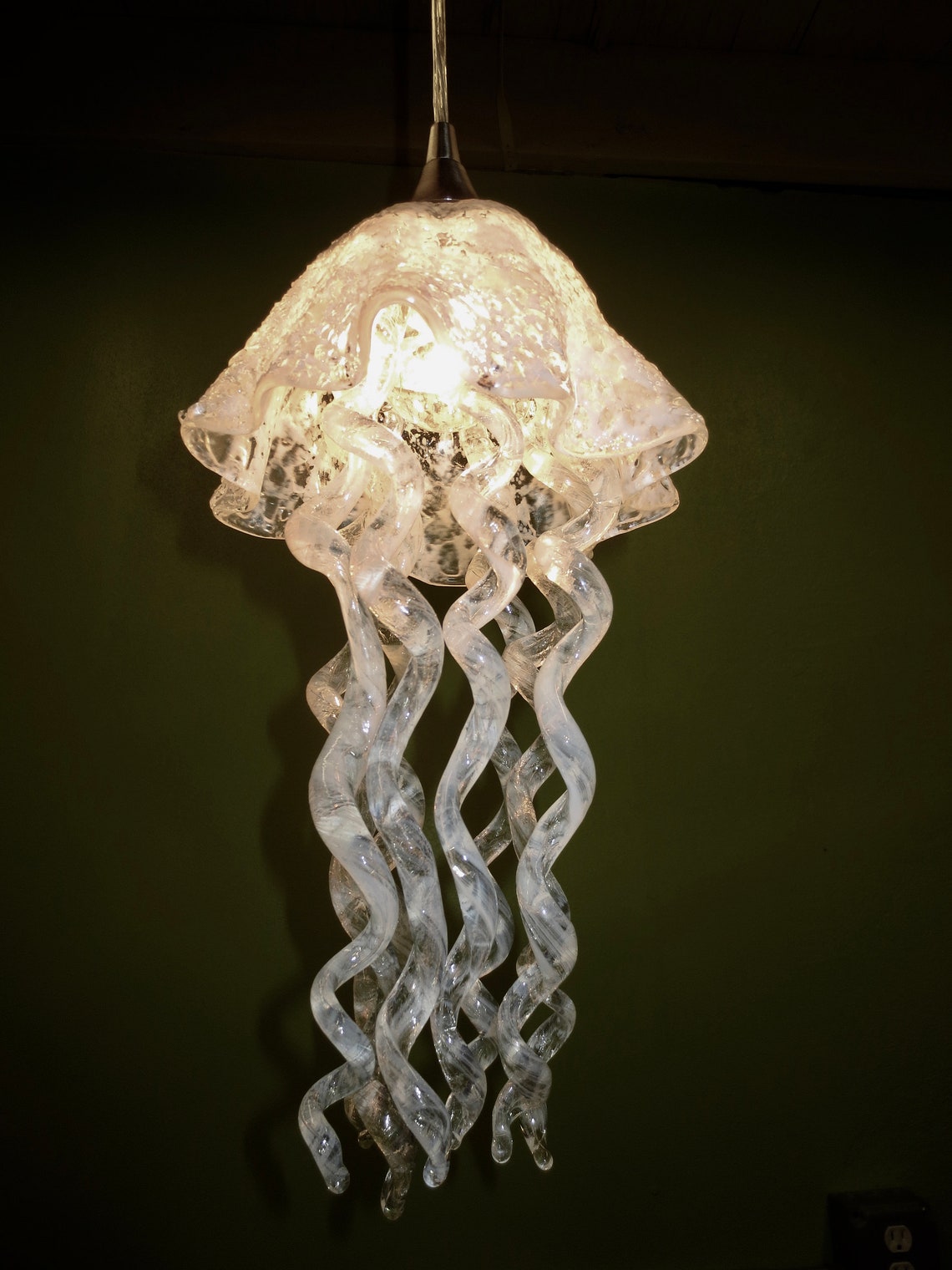 Jellyfish Pendant Light / Chandelier / Lighting / Blown Glass / White ...