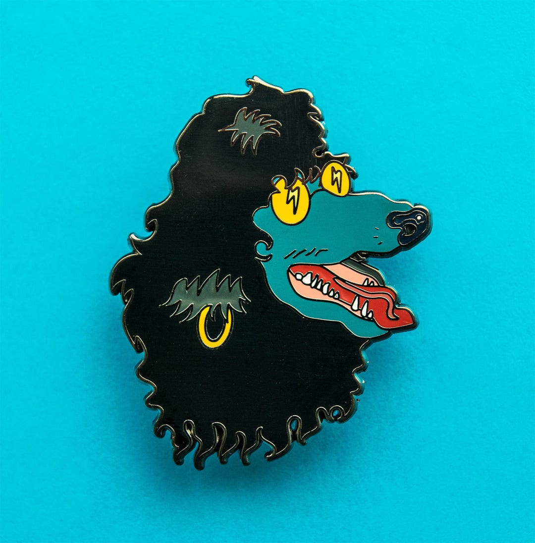 Rock'n'roll Punk Poodle Rocker Dog Enamel Pin - Hair Metal Pin - Etsy