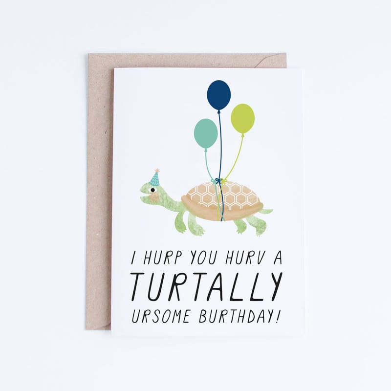 Turtle Birthday Card - Etsy