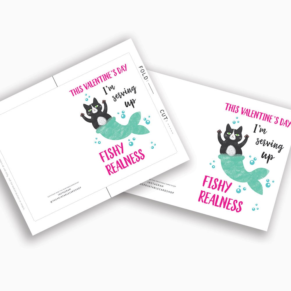 Printable Valentine's Day Cards for Friends Funny Cat - Etsy