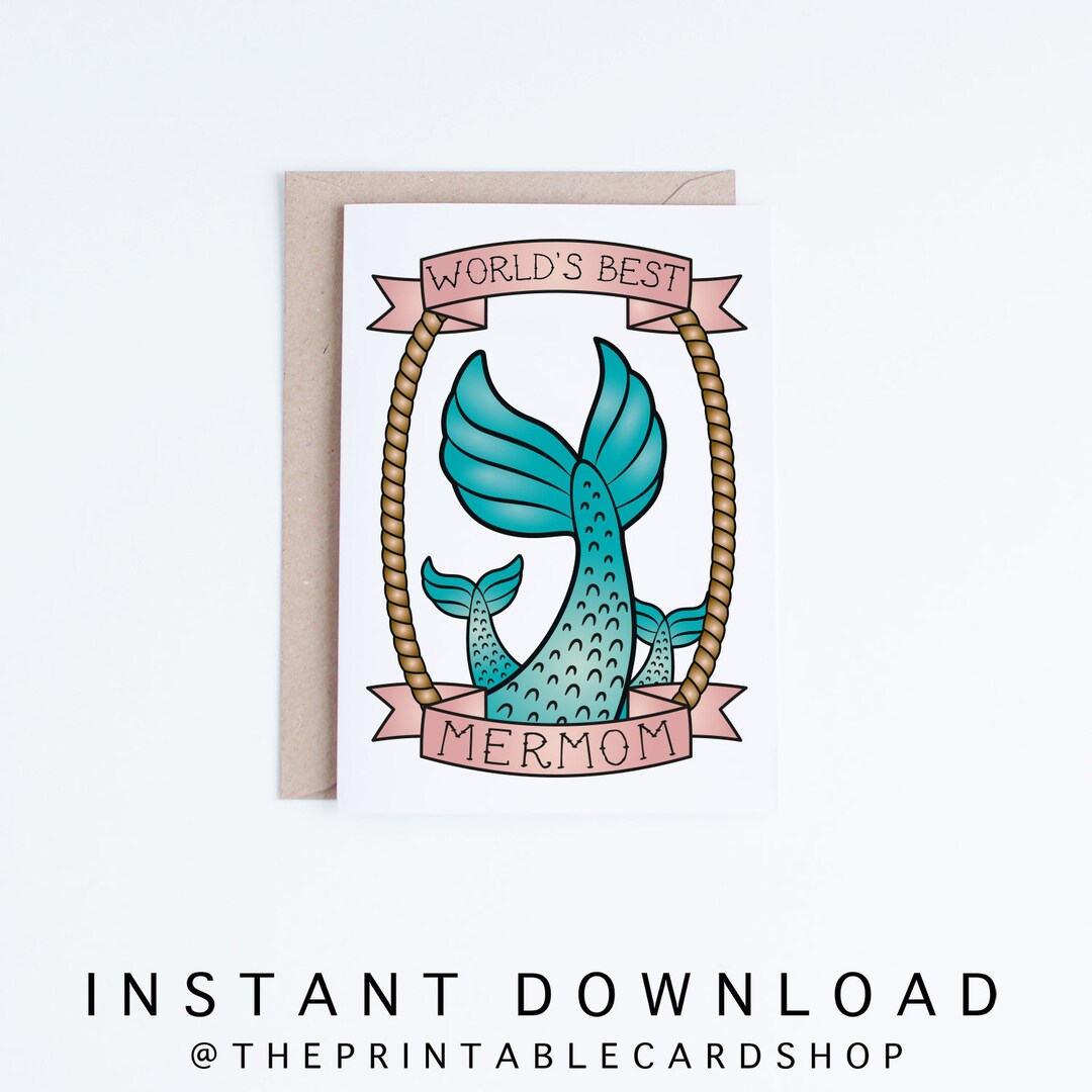 Mothers Day Cards Printable, Mermaid Mother's Day Instant Download ...