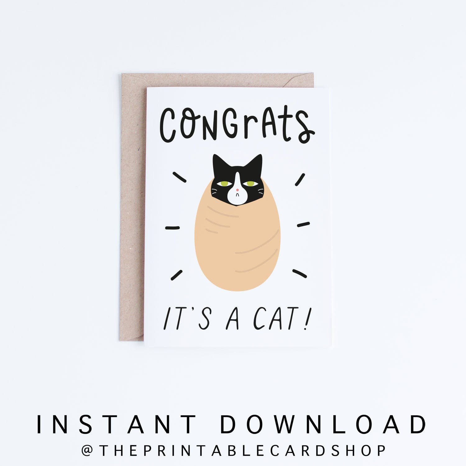 New Cat Cards, Printable Congratulations Card, Purrito, Congrats Cards ...