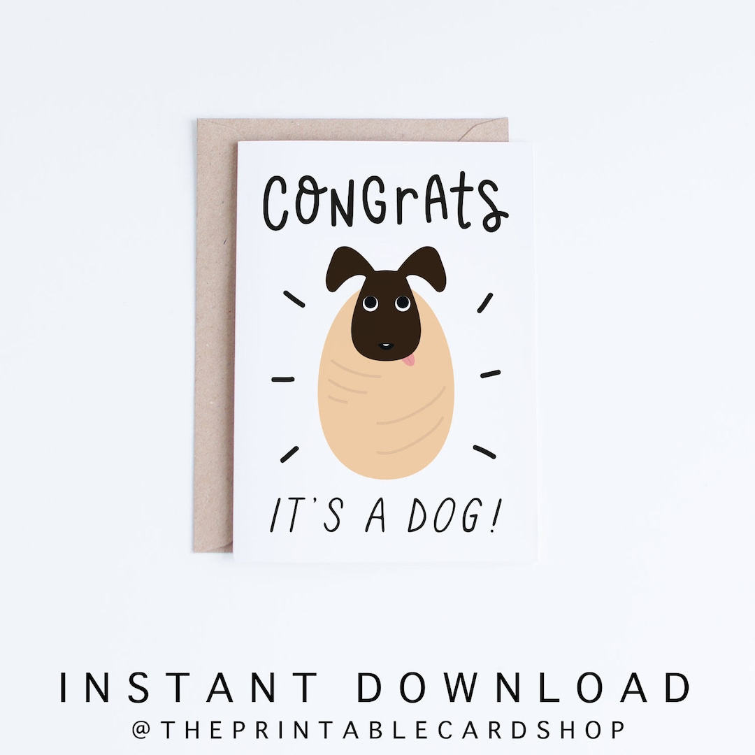 New Pet Dog Cards, Printable Congratulations Card, Pupperito, Congrats ...