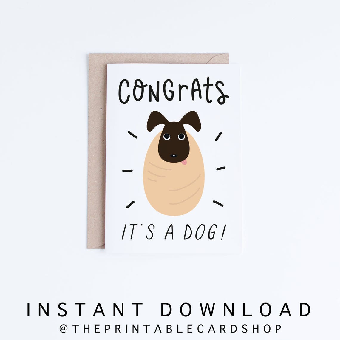 New Pet Dog Cards, Printable Congratulations Card, Pupperito, Congrats ...