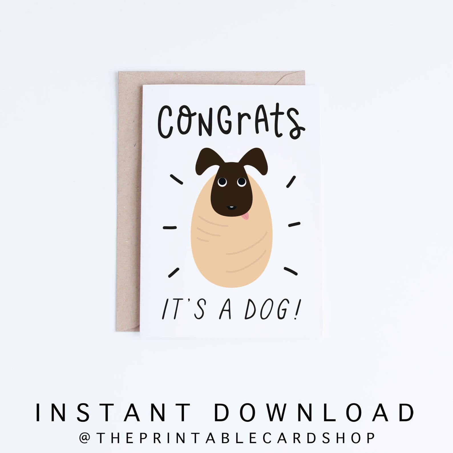 New Pet Dog Cards, Printable Congratulations Card, Pupperito, Congrats ...