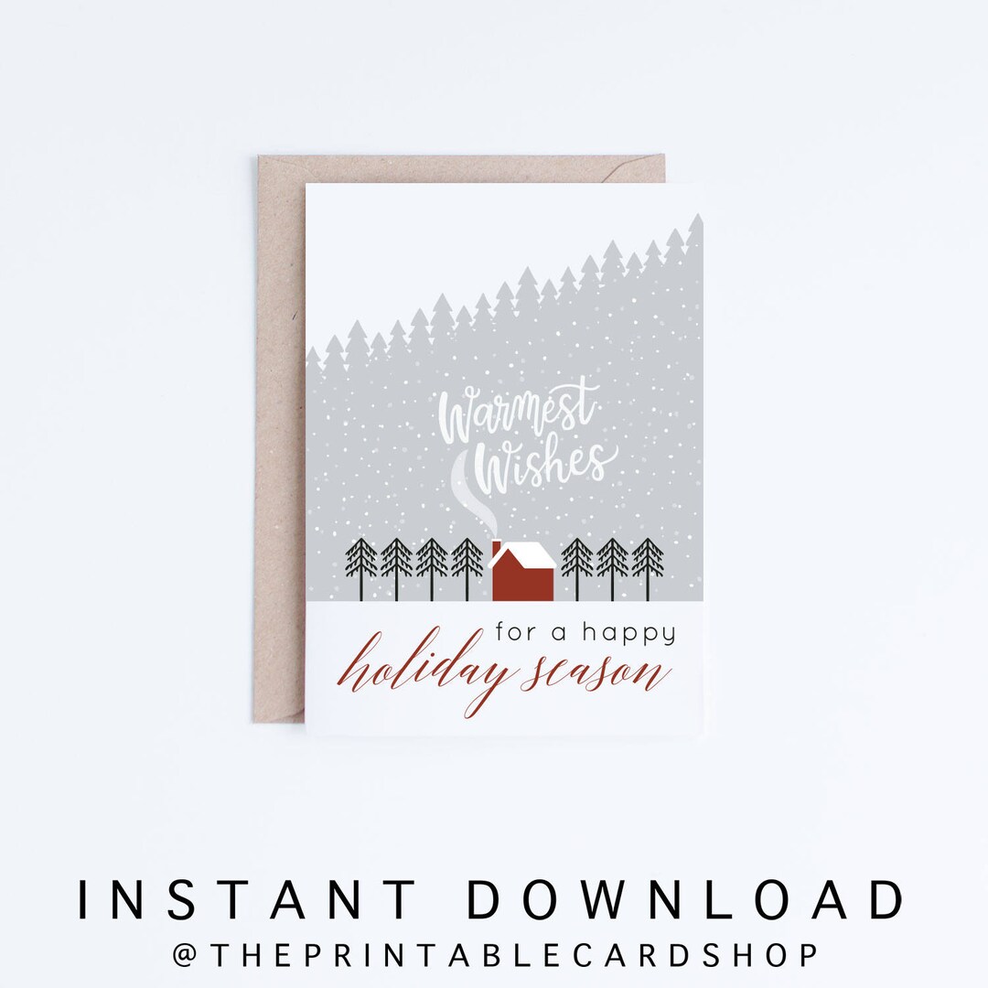 Printable Holiday Cards, Happy Holidays Digital Cards, Secular Holiday ...