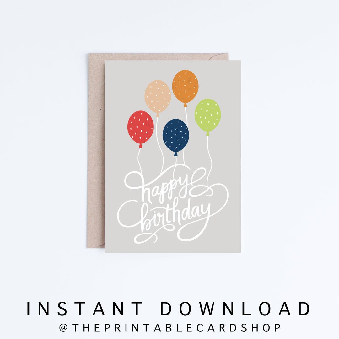 Printable Birthday Cards, Instant Download Card Designs, Happy Birthday ...