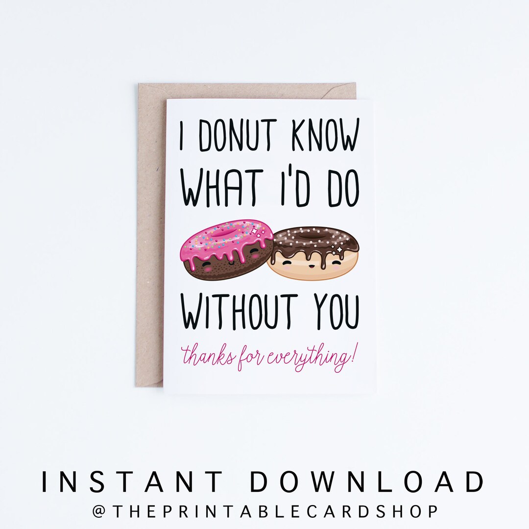Thank You Card Instant Download, Funny Printable Thank You Cards, Punny ...