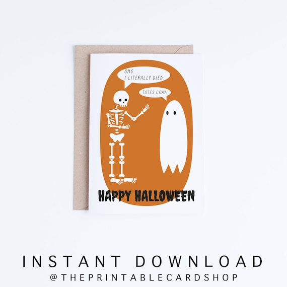 Printable Halloween Cards Funny Halloween Card Instant | Etsy