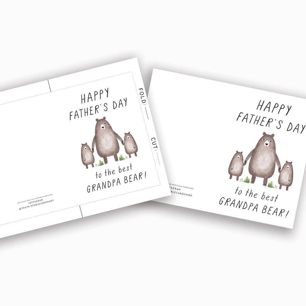 Printable Fathers Day Cards for Grandpa, Grandpa Bear Father's Day ...