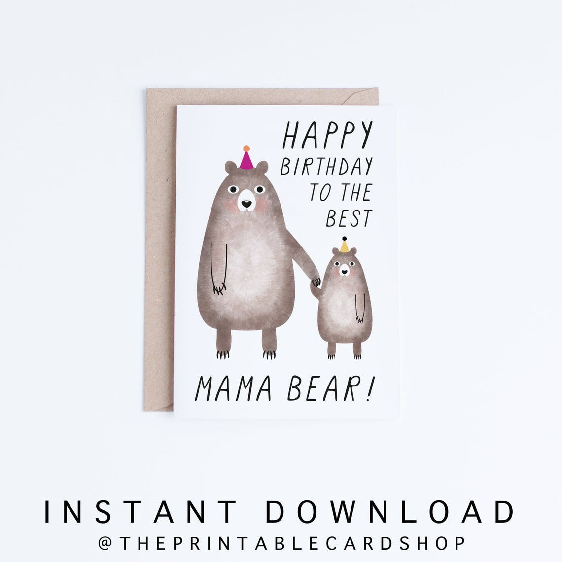 Birthday Cards for Mom Printable, Mama Bear Birthday Card Instant ...