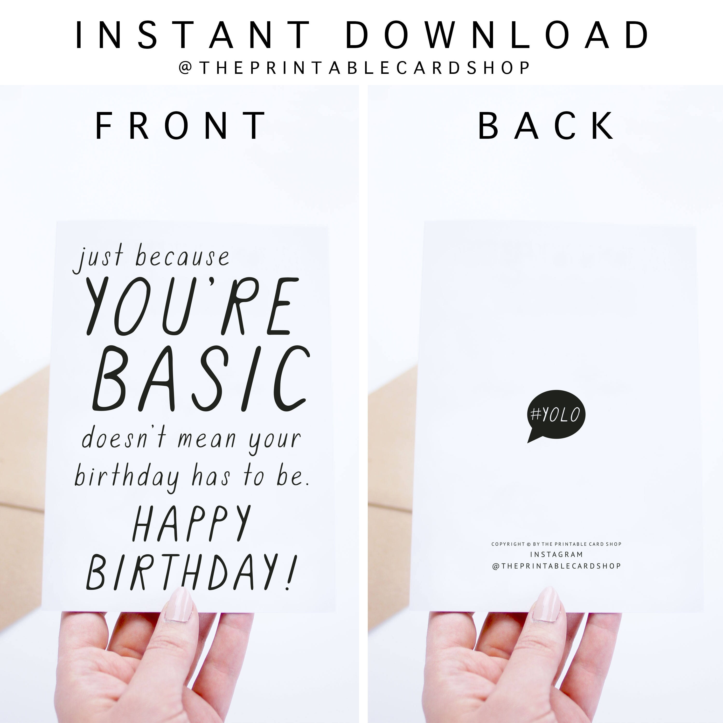Printable Birthday Cards for Friend, Basic Birthday Cards Instant ...
