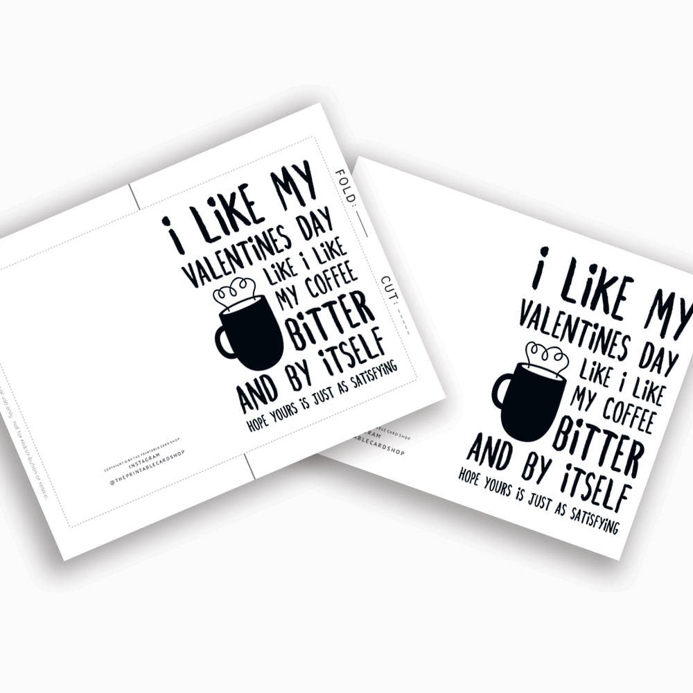 Anti Valentine's Day Cards Printables, Funny Single Valentines Card ...