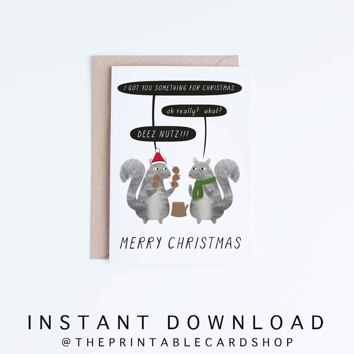 Funny Christmas Cards Instant Download, Printable Christmas Card for ...