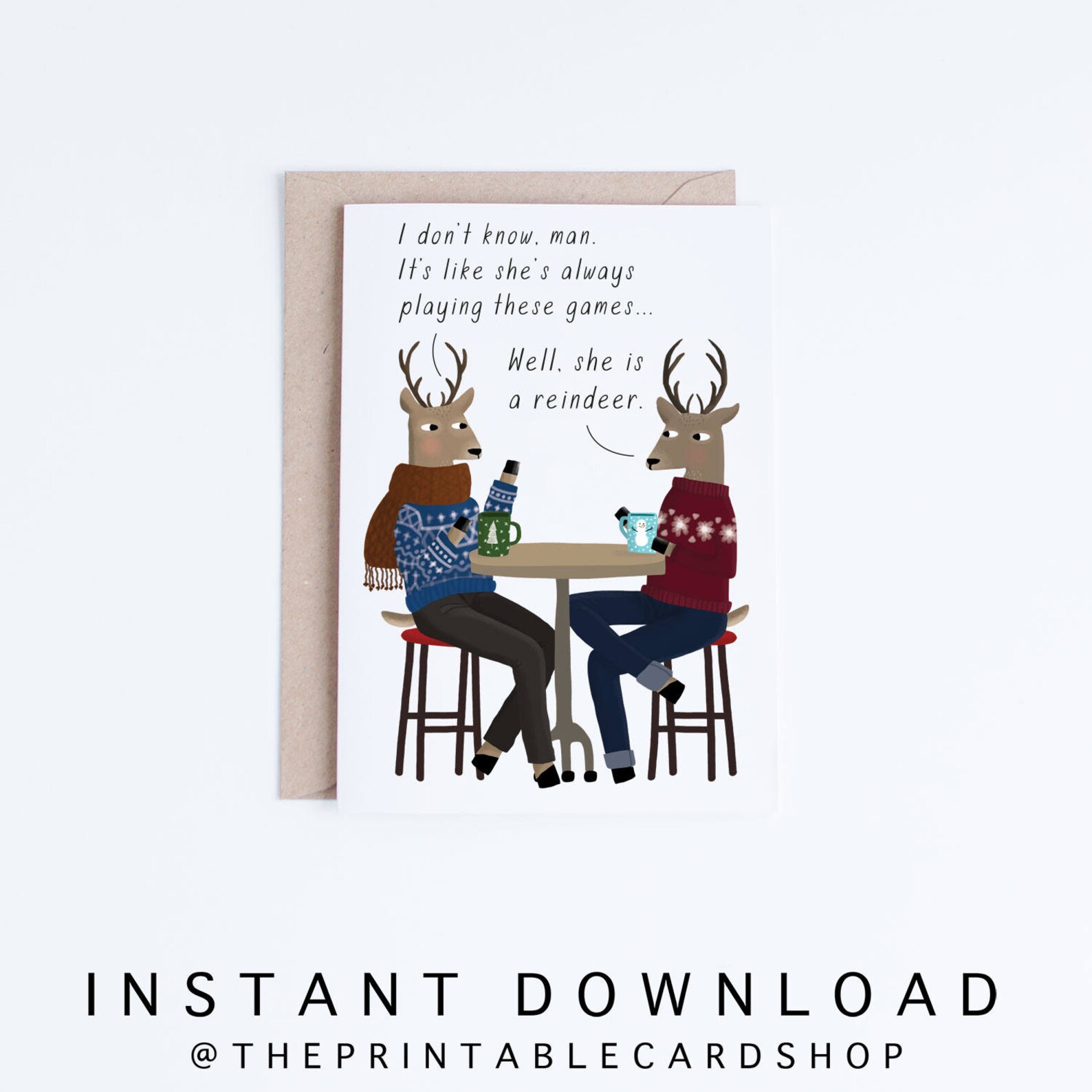 Printable Christmas Cards, Funny Christmas Card Instant Download ...