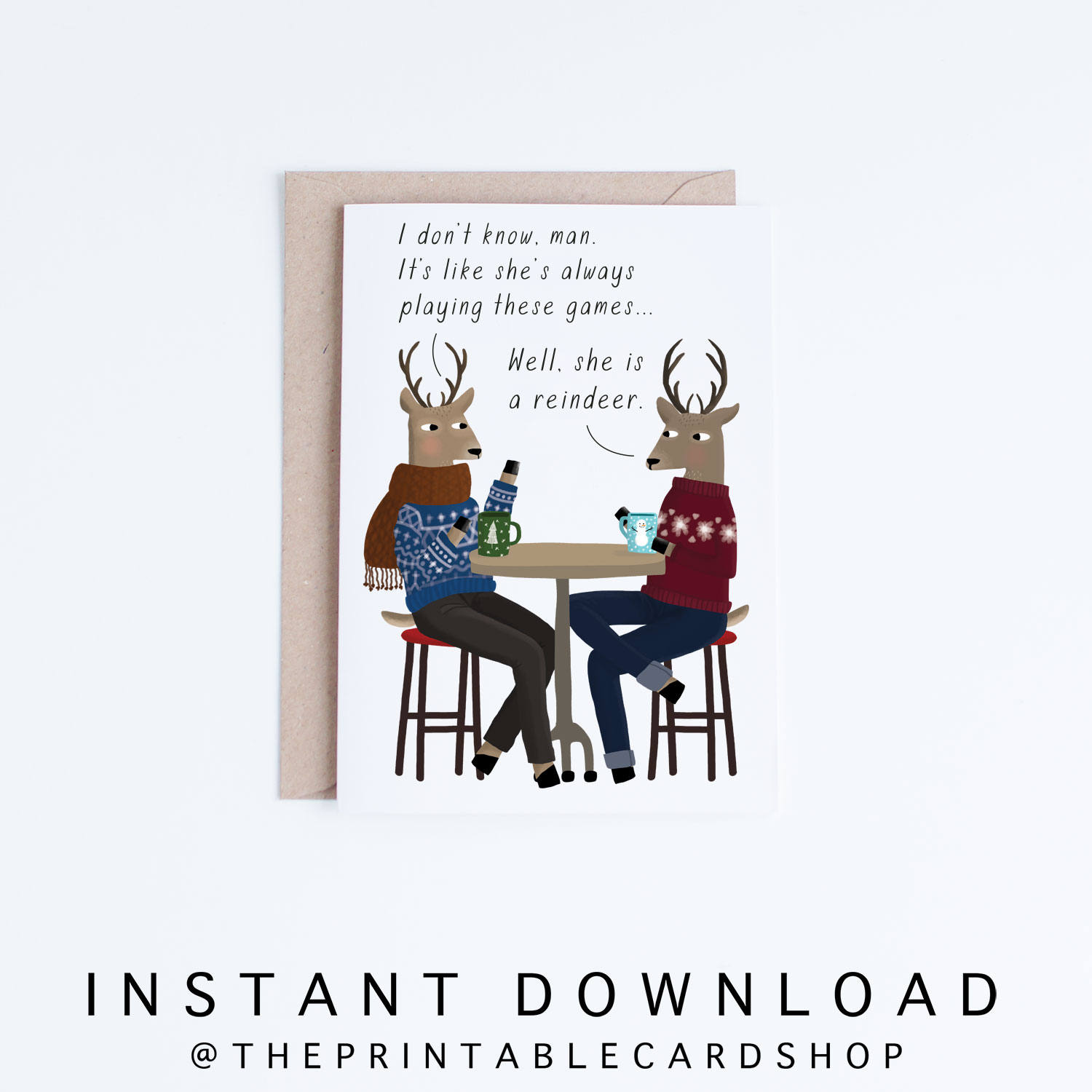 Printable Christmas Cards, Funny Christmas Card Instant Download ...