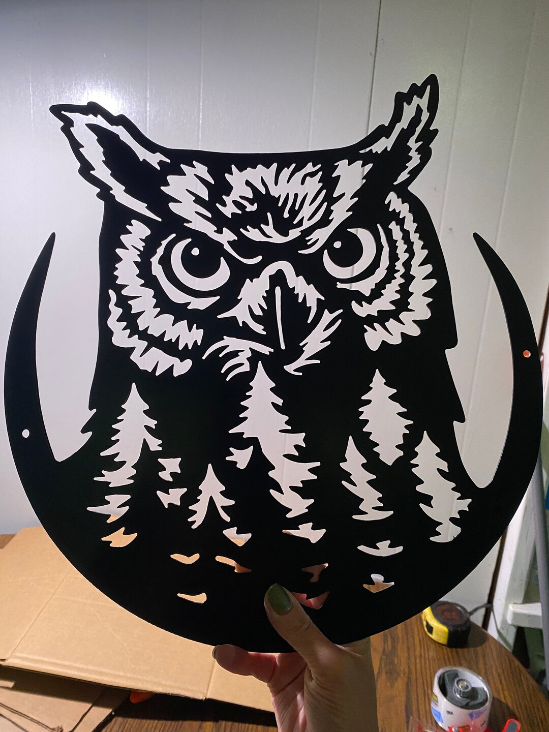 Owl Metal Wall Art, Moon, Forests, Nature Art, Wall Hanging, Boho ...