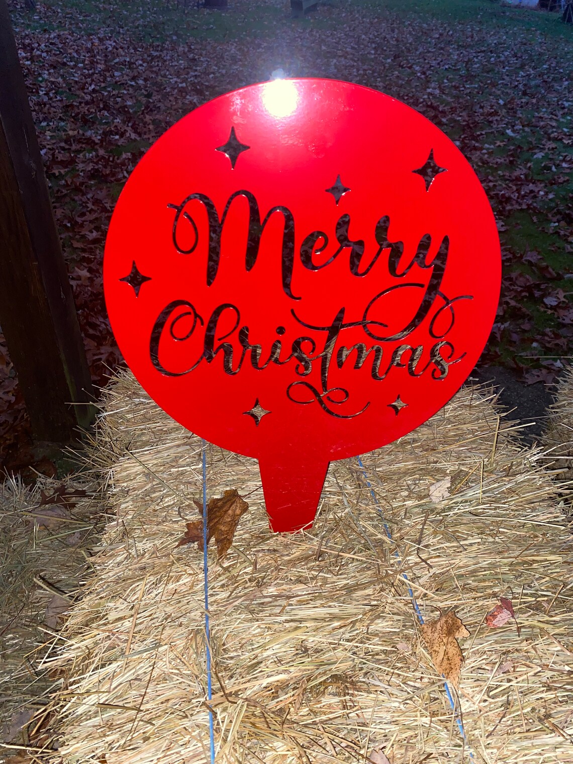 Holiday Yard Stake, Shadow Caster Art, Metal Yard Stake, Merry ...